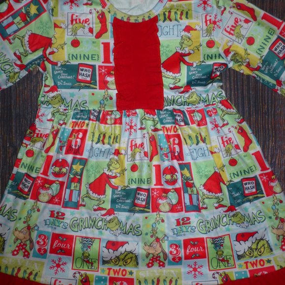 Dresses | Boutique Grinch Stole Christmas Girls Long Sleeve Dress | Poshmark